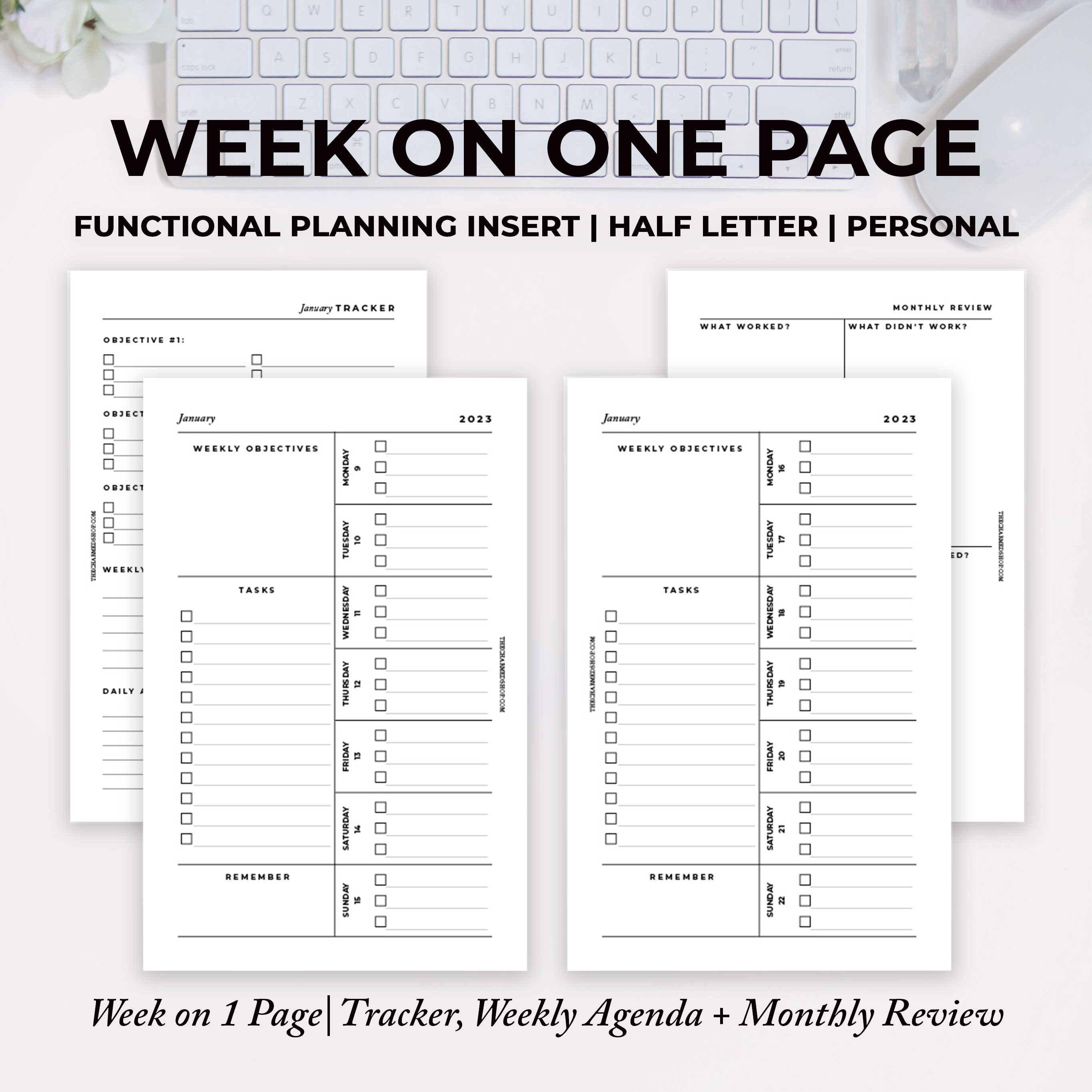 2023 Week on One Page Agenda {Printable PDF} - The Charmed Shop